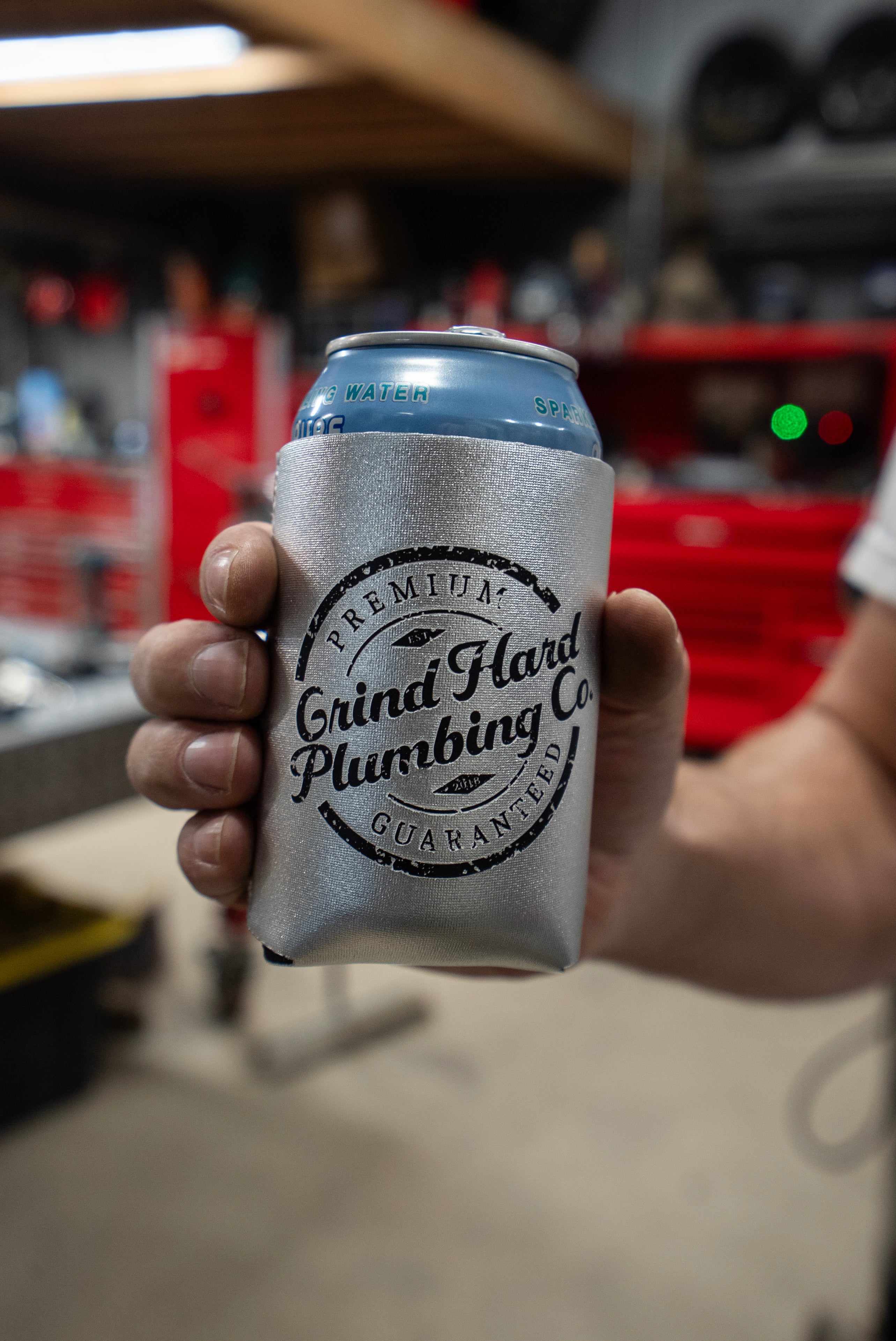 Limited edition: Premium stamp coolie – Grind Hard Plumbing Co